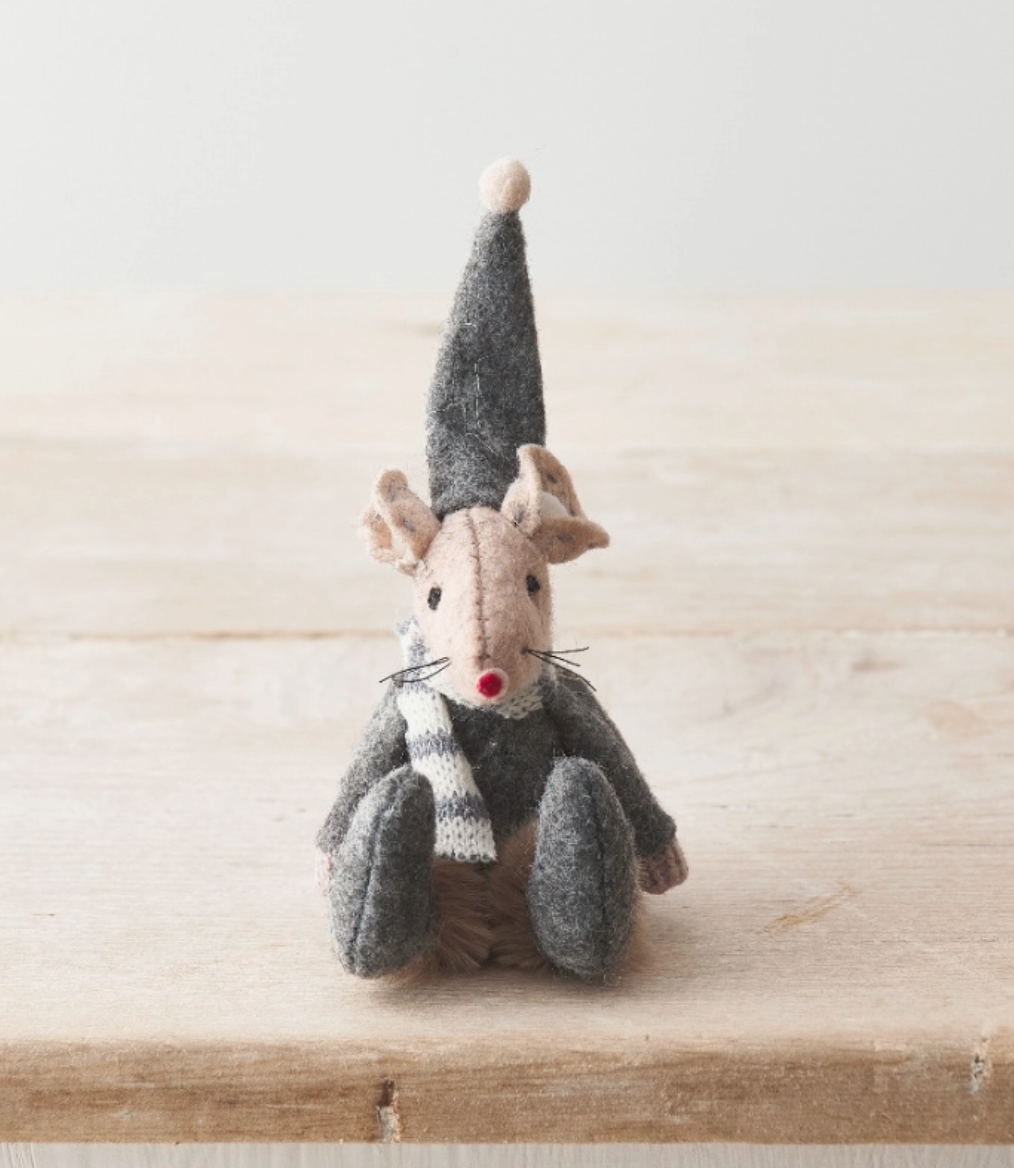 Sitting Xmas Felt Mouse - The Shop at Coo Corner